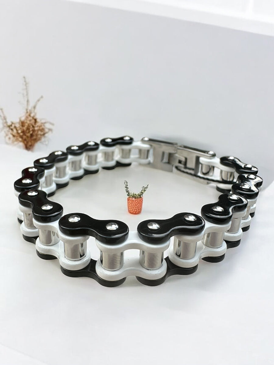 The Shadows Stainless Steel Bike Chain Bracelet | LAVISH NY ...